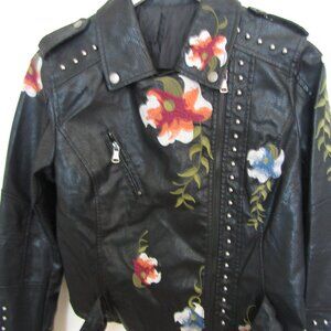 Blank NYC | Jackets & Coats | Blank Nyc Black Vegan Leather Moto Embroidered Flowers And Silver ...